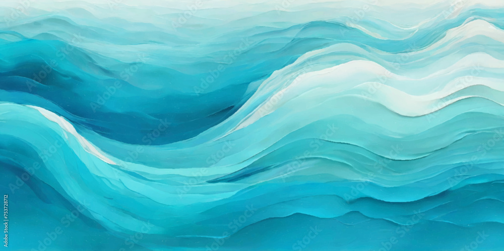 Vector watercolor ocean wave line blue and white background. Ocean sea ...