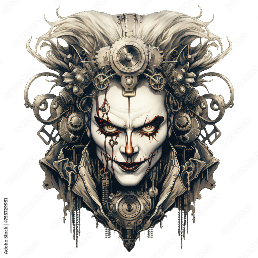 T-shirt design, steampunk, art robot joker for old-school style tattoos ...