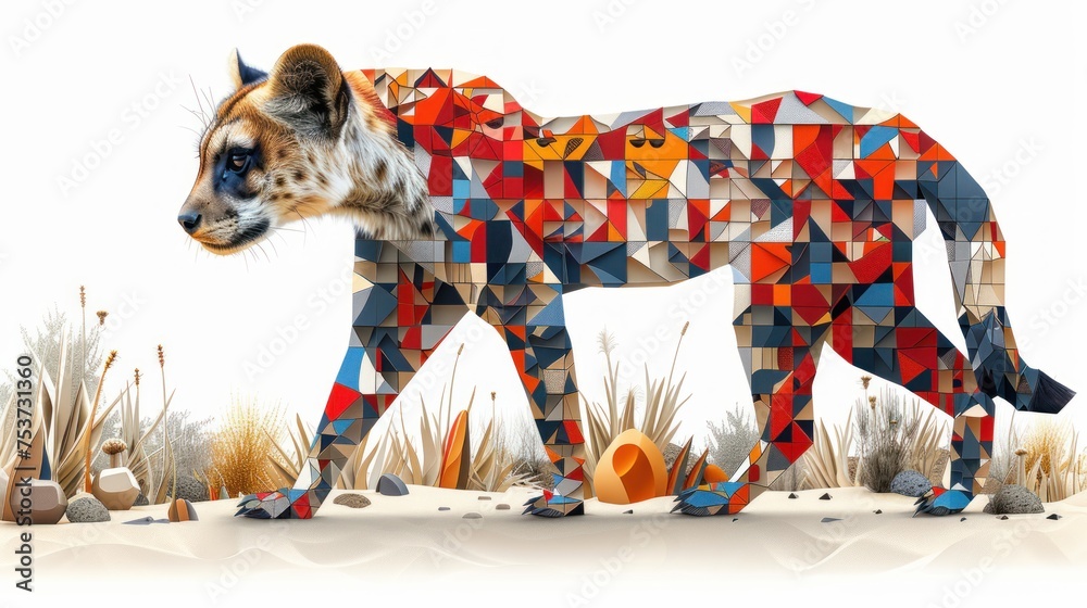 a picture of a cheetah made out of different shapes and sizes of ...