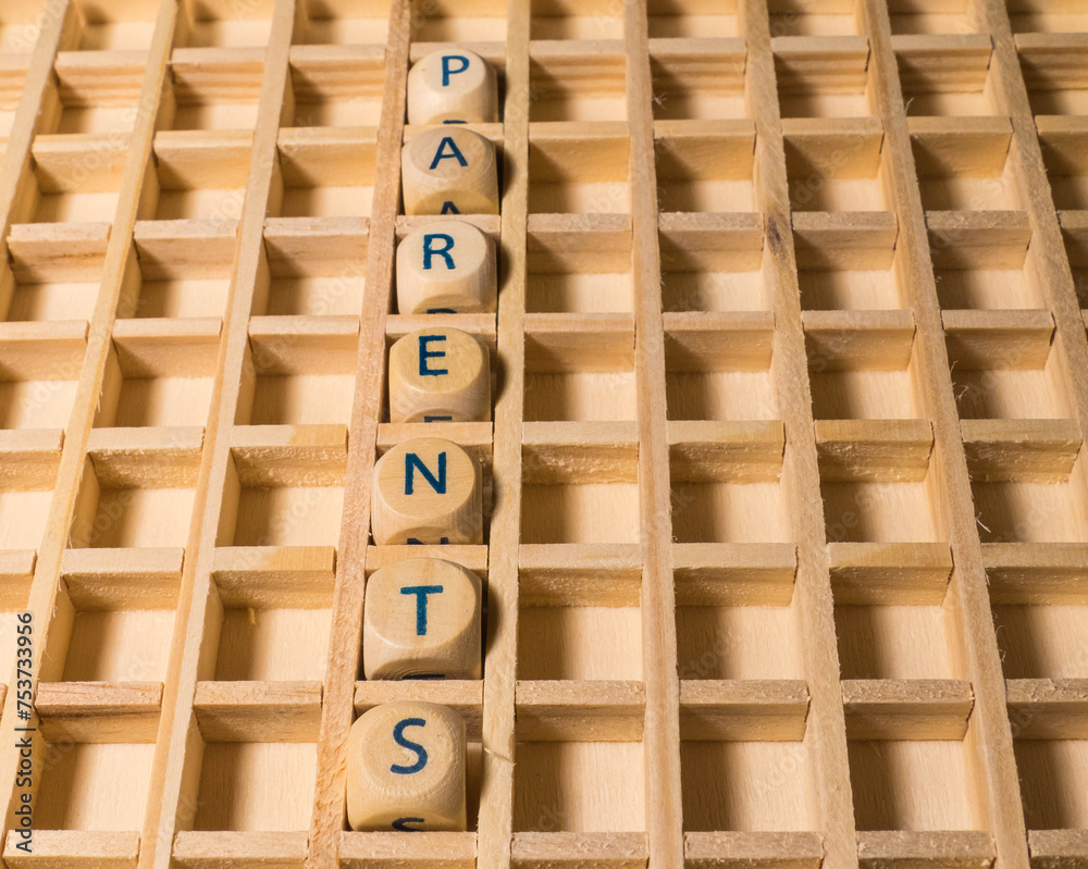 Poster Wooden Letters Word Parents – Wall Art | UkPosters