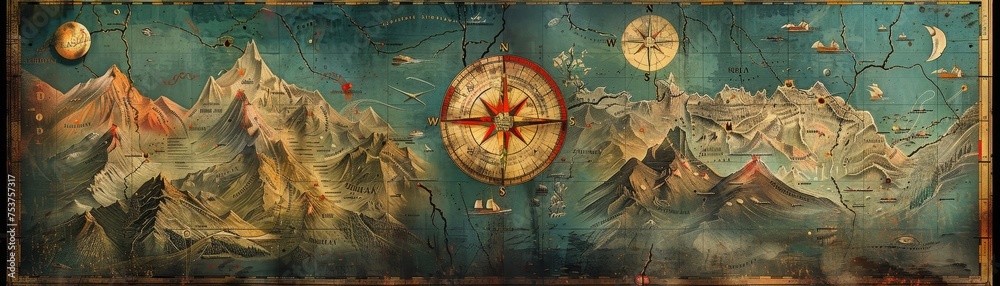 Explore reimagined vintage maps with mystical symbols and uncharted ...