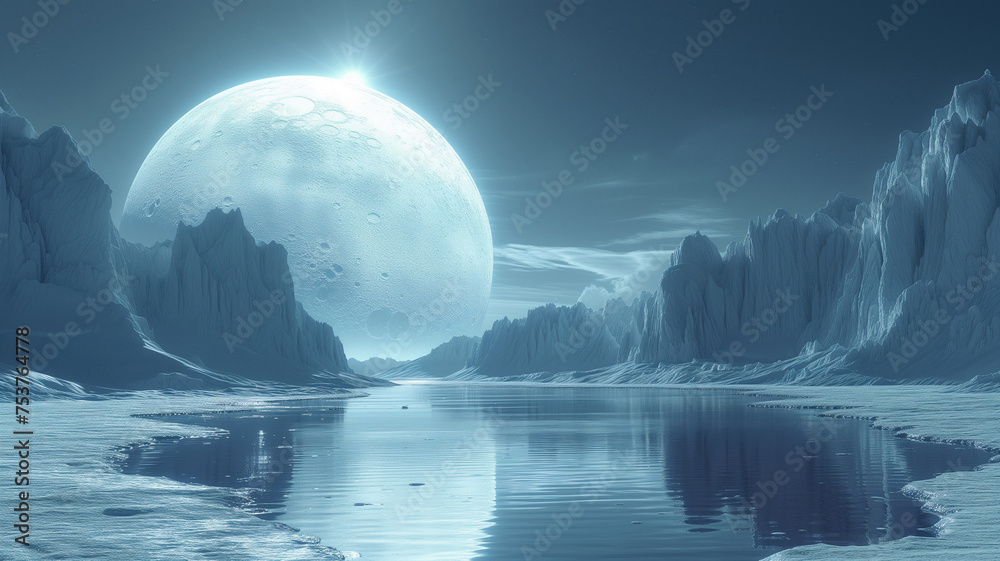 Alien planet fantasy landscape space background. Sci-fi horizontal ...