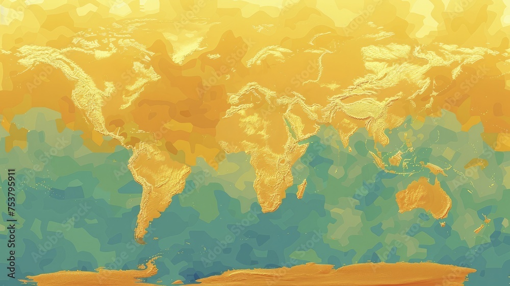 A world map's digital graphic displays hotspots of temperature increase ...