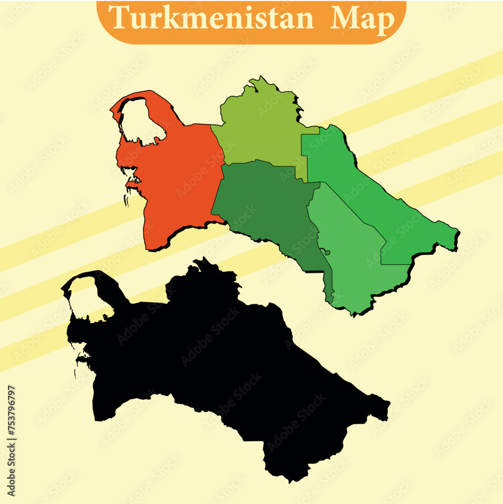 Vector Turkmenistan map vector with regions and cities lines and full ...