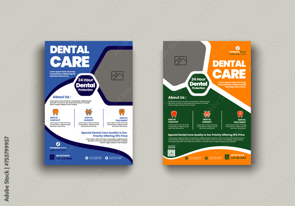 Dental Flyer Template, dental care clinic, medical care health flyer ...