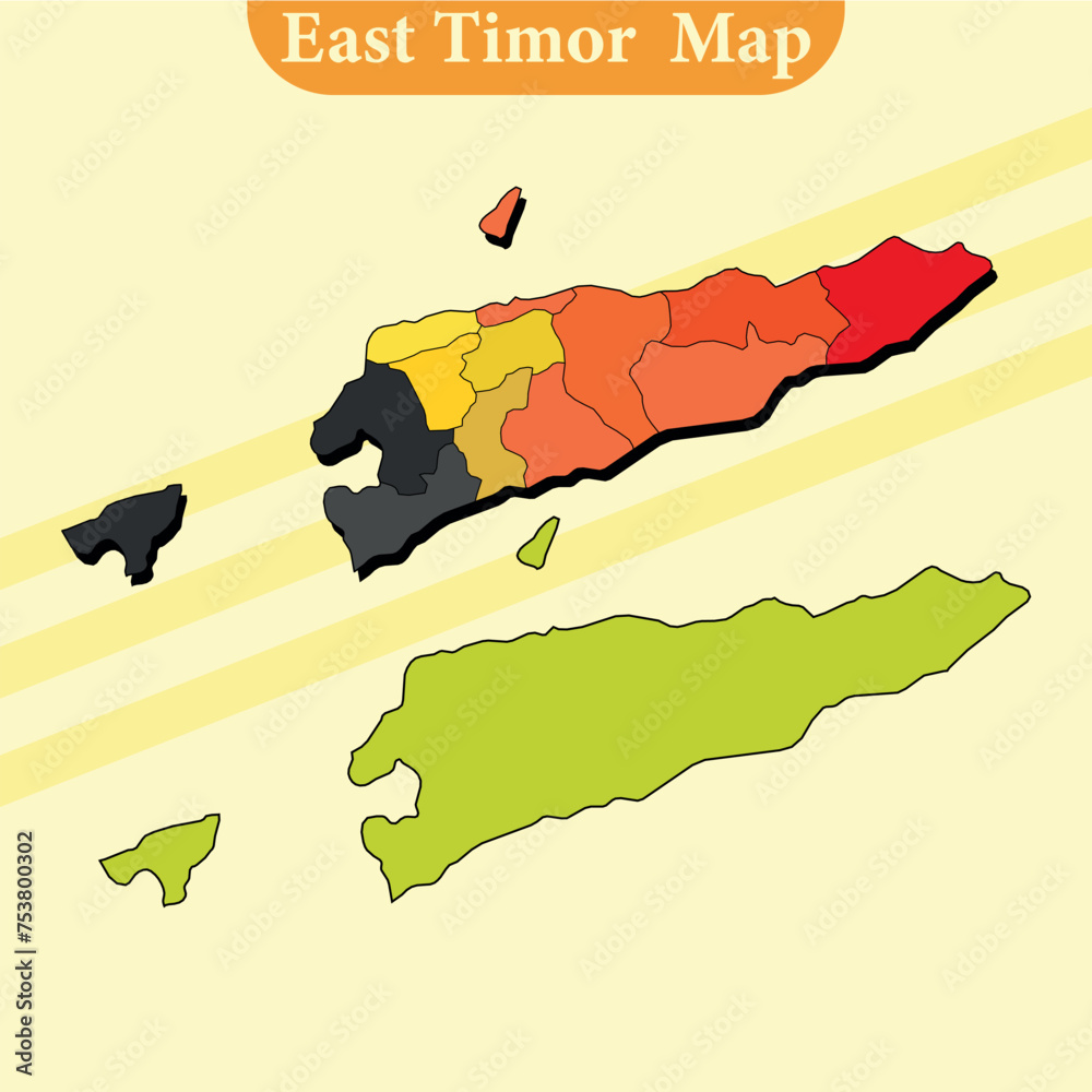 Vector East Timor map vector with regions and cities lines and full ...