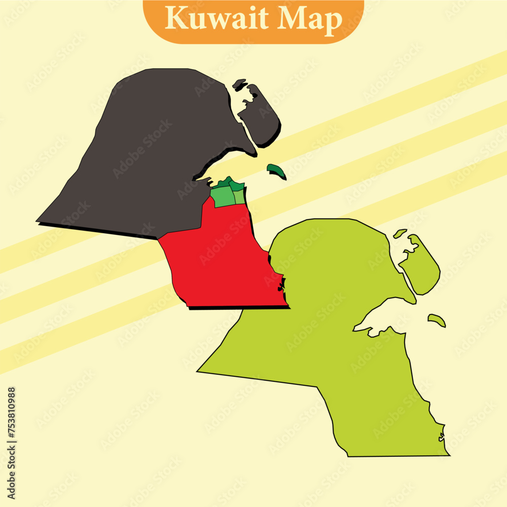 Vector Kuwait map vector with regions and cities lines and full every ...