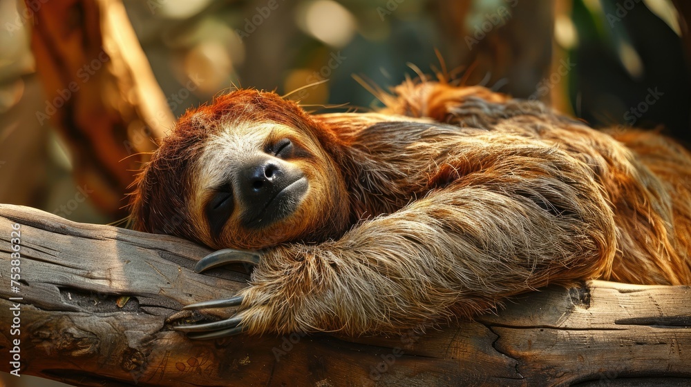 Sloth chilling on a tree branch - A sloth casually draped over a tree ...