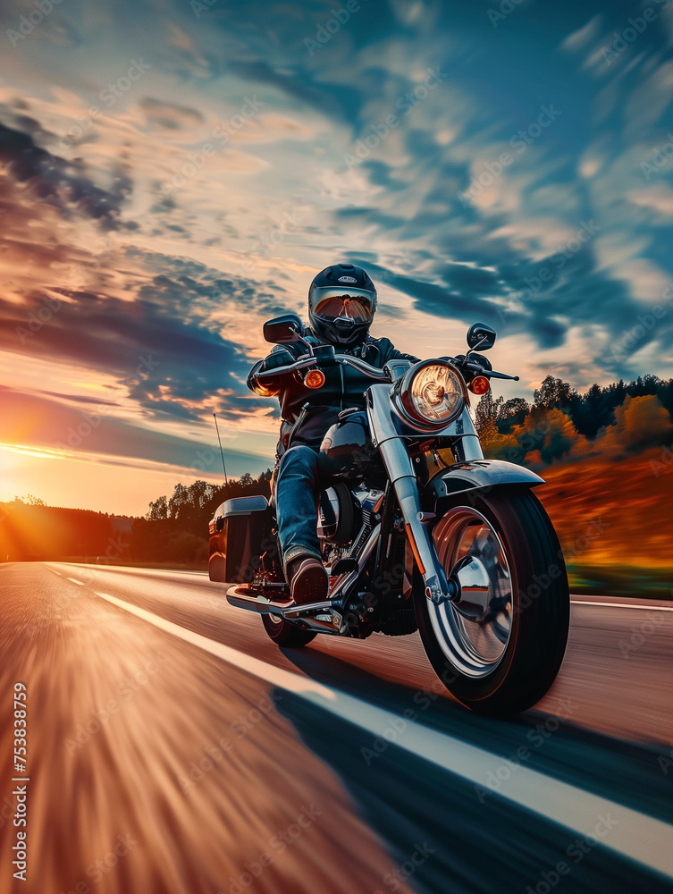 Ultra-realistic journey: the captivating portrayal of a lone biker ...