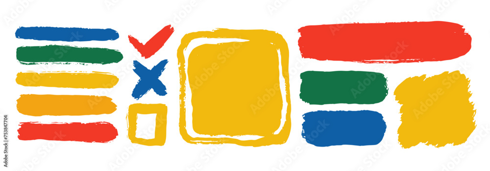 Set of brush strokes. Paintbrush. Hand drawn text boxes collection ...