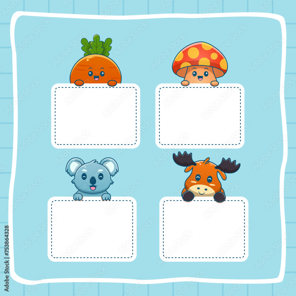 cute cartoon character name tags and memo collection cute label for ...