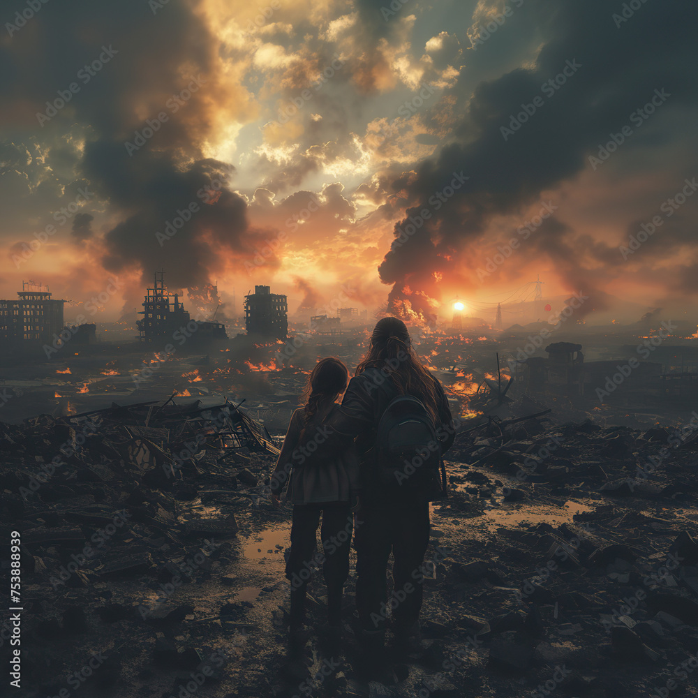 Apocalypse scene, Burning city, Disaster backdrop, Catastrophic event ...