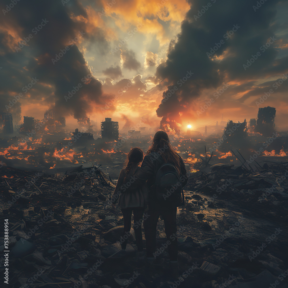 Apocalypse scene, Burning city, Disaster backdrop, Catastrophic event ...