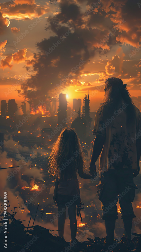 Apocalypse scene, Burning city, Disaster backdrop, Catastrophic event ...
