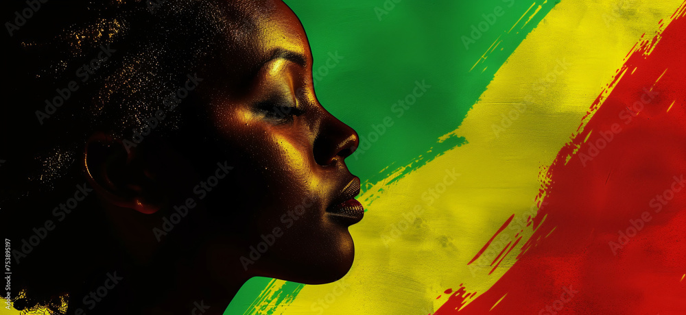 Black History Month background. African-American woman face in profile ...