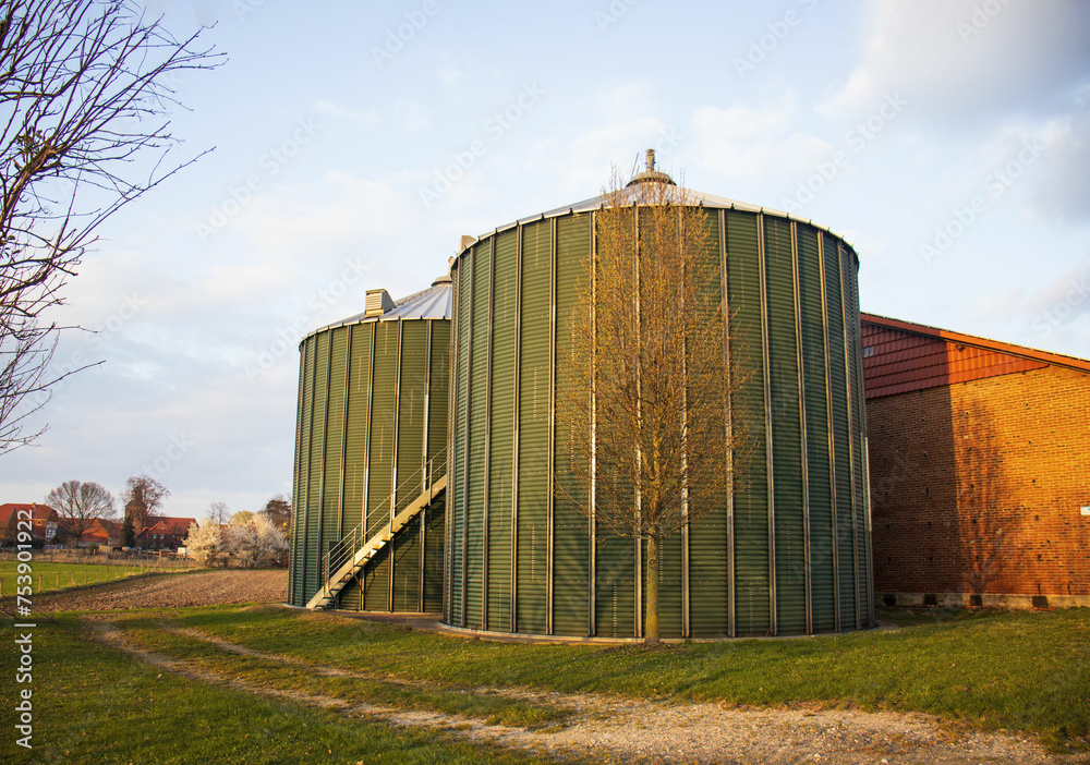 silo tower, Grain storage tank, grain dryer, Spacious metal structure ...
