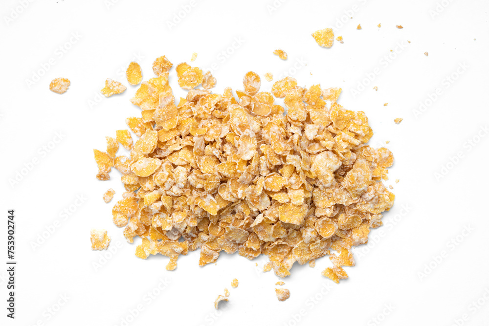 Pile of Sugar-Frosted Flakes of Corn Cereal Scattered on a Transparent ...