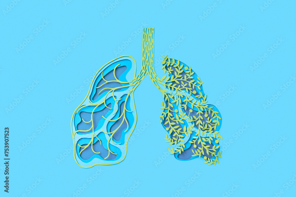 Papercraft structure of human lungs with affected one part Stock Photo ...