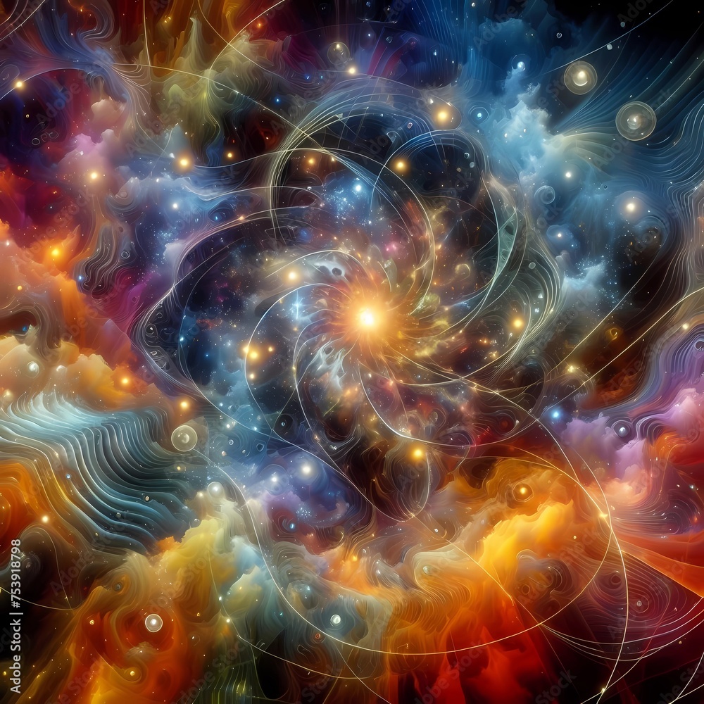 Depict the convergence of science and art by visualizing abstract ...