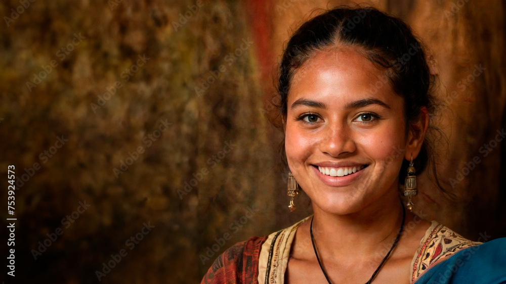 Beautiful young aboriginal American woman, with traditional features ...