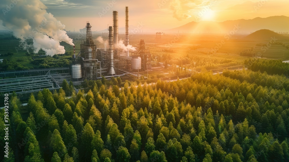 Green Industry Factory Concept. Petrochemical Industrial Factory Saving ...