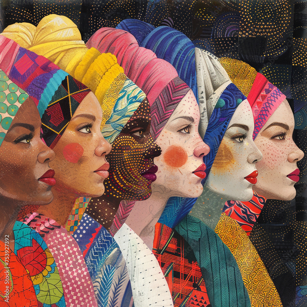 Female diverse faces of different ethnicity poster. Women empowerment ...
