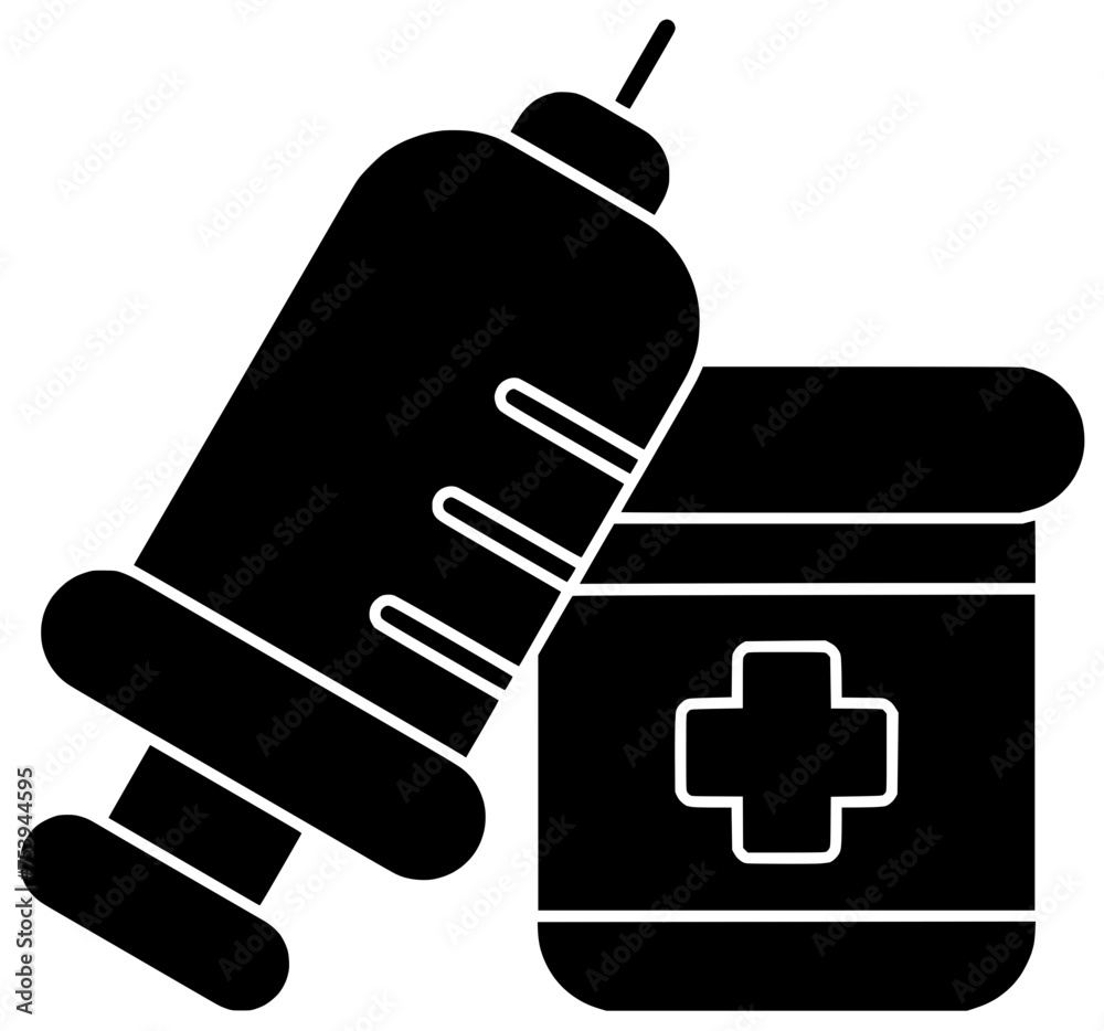 medical illustration medicine silhouette hospital logo vaccine icon ...
