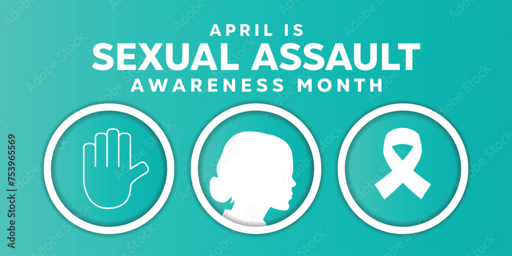 National Sexual Assault Awareness Month. Hand, women and ribbon. Great ...