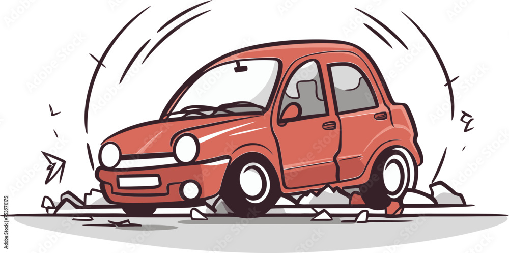 Detailed Vector Graphic Depicting a Car Accident Reconstruction Using ...