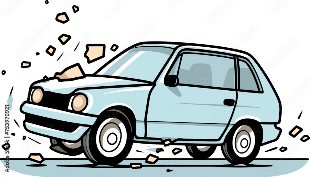 Dramatic Vector Drawing of a Car Crash Into a Guardrail Stock Vector ...