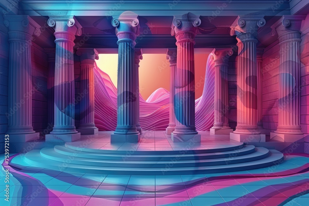 Psychedelic visual trends: surreal antique greek god sculpture, roman ...