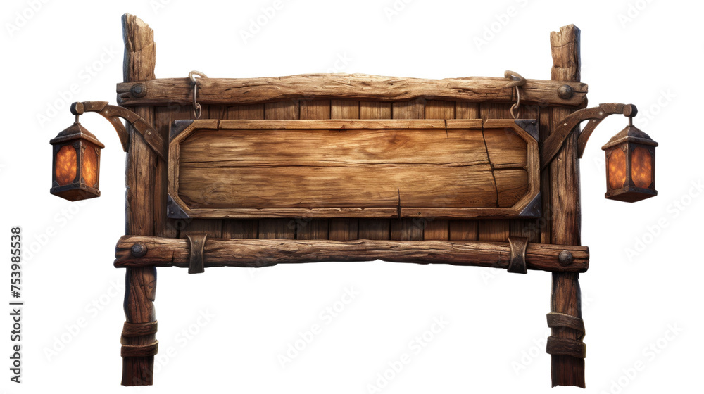 Old wooden medieval tavern signboard, isolated on transparant ...