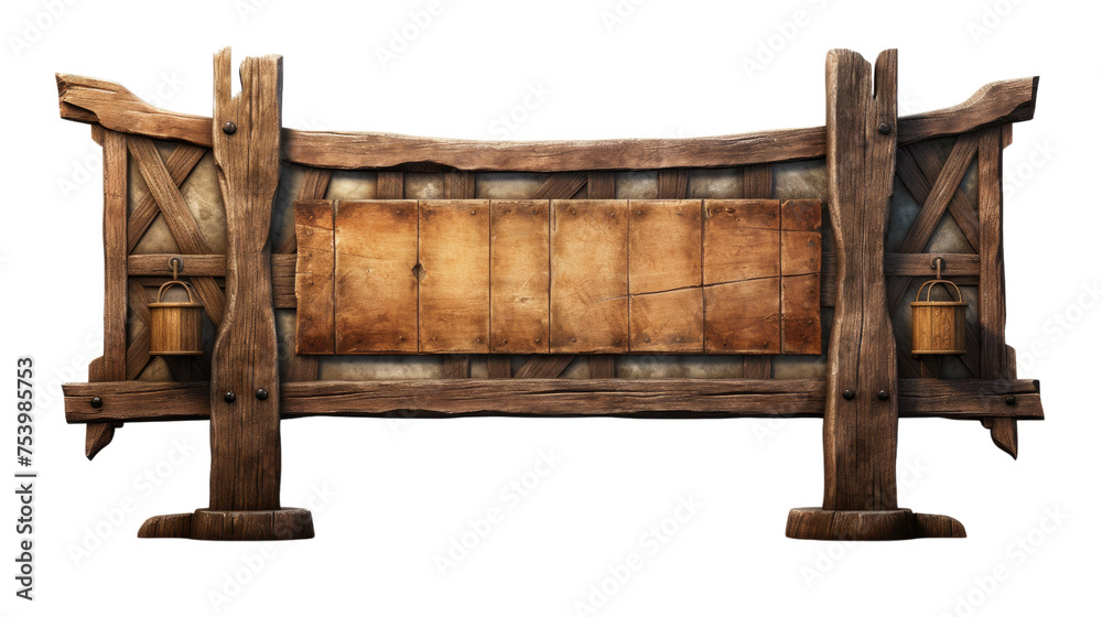 Old wooden medieval tavern signboard, isolated on transparant ...
