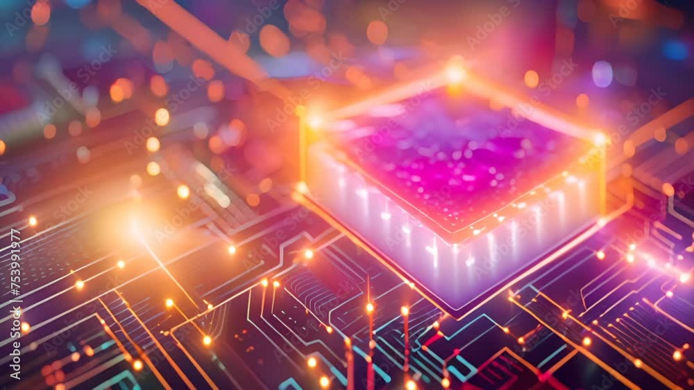 Quantum computing qubit abstract background concept. Chipset of future ...