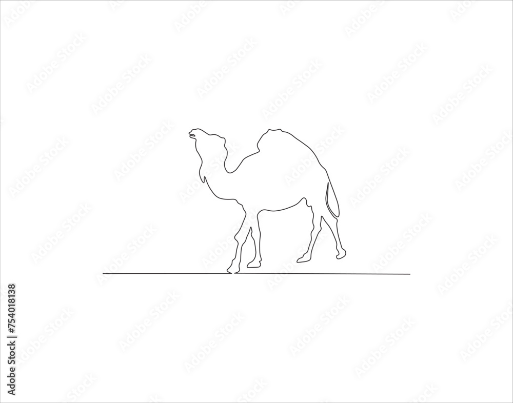 Continuous Line Drawing Of Camel. One Line Of Arabian Camel. Camel In ...
