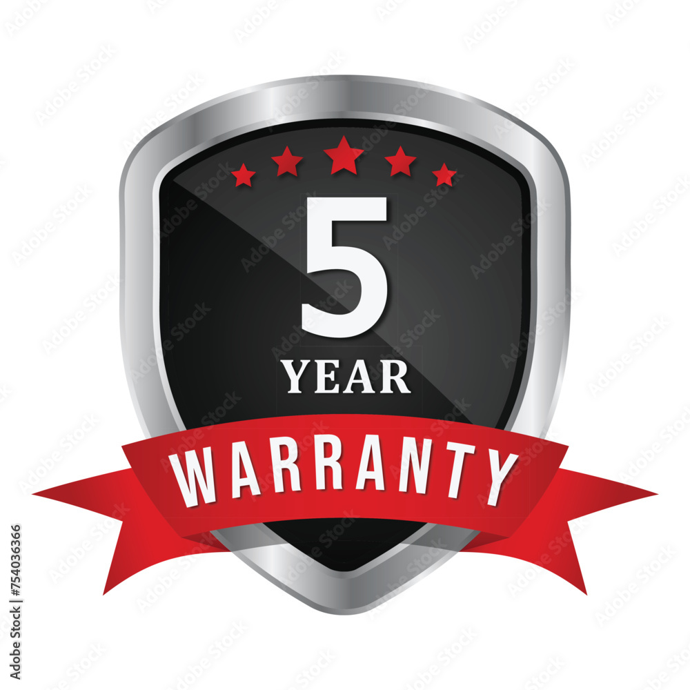 Premium 5 Year Shield Warranty Logo Sticker Label Template Design png ...