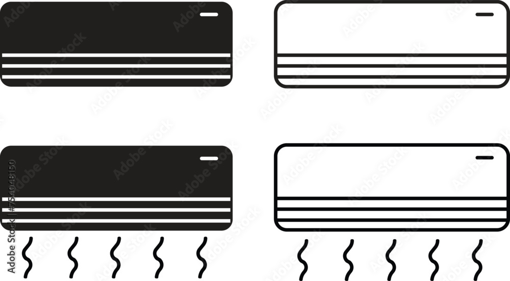 Air conditioner flat icons Set. Vectors from hotel and restaurant ...