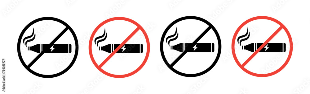 No Vaping Vector Illustration Set. Smoke-Free Zone Sign suitable for ...