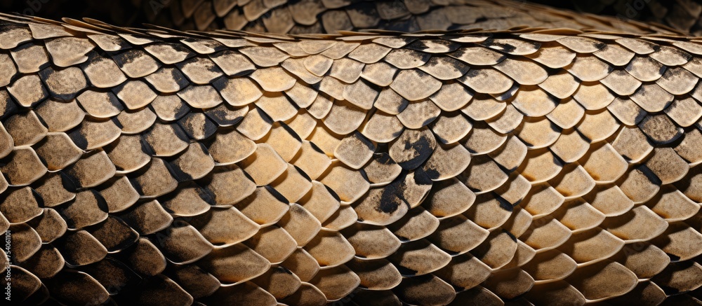 This detailed close-up showcases the textured scales of the Crotalus ...