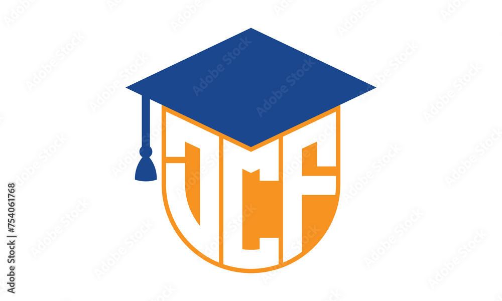 DCF initial letter academic logo design vector template. school college ...