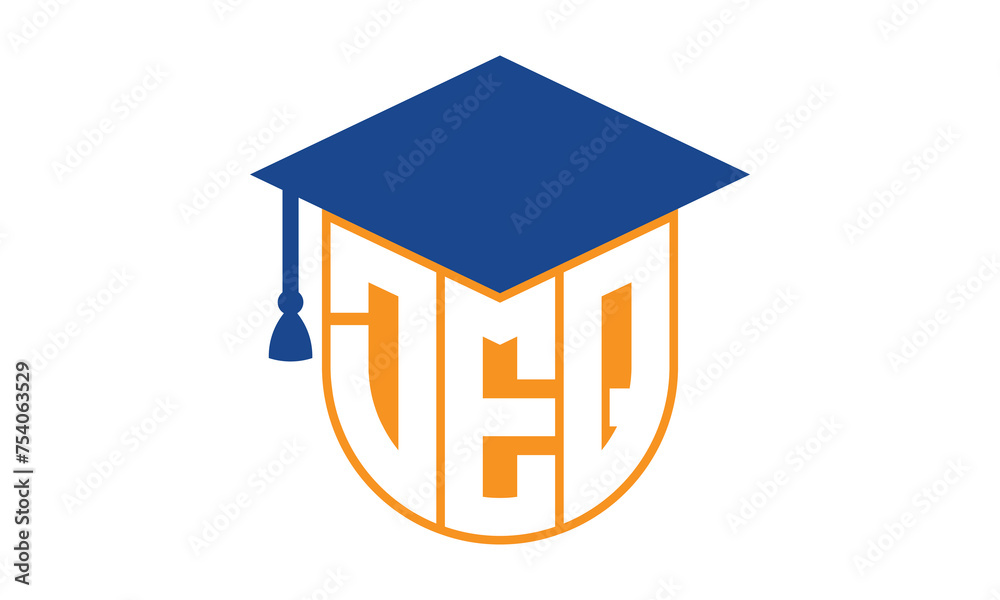 DEQ initial letter academic logo design vector template. school college ...