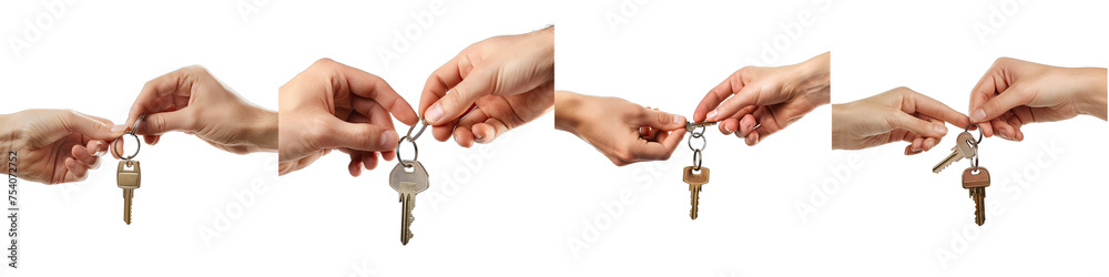 Hands sharing house keys Hyperrealistic Highly Detailed Isolated On ...