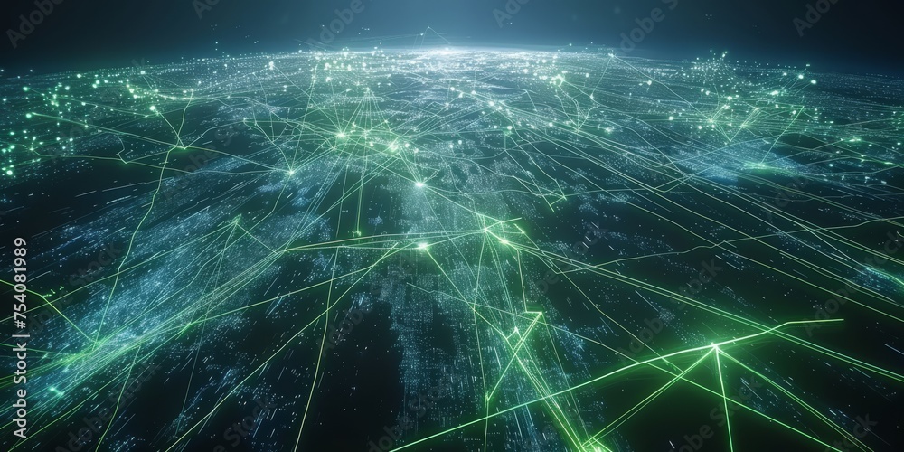 Ethereal Network of Light Spreading Across a Dark Digital Landscape ...