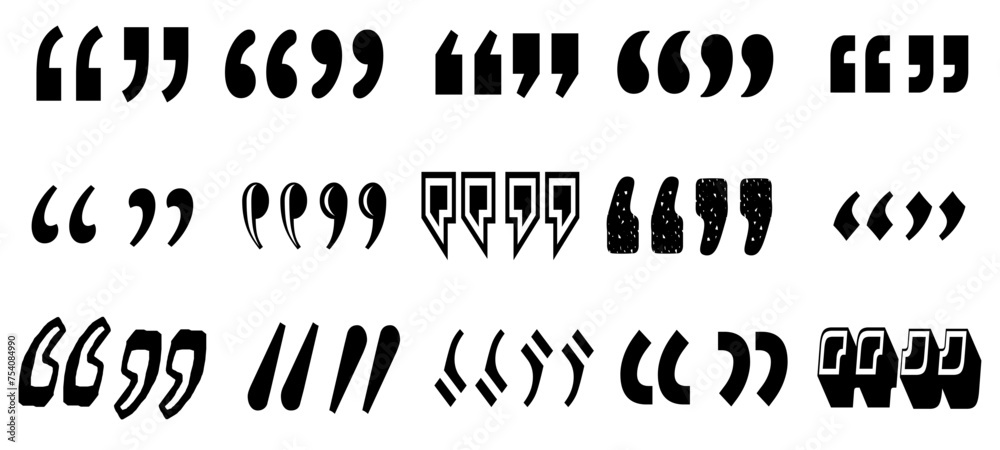 Quote mark. Quotes icon vector set. Quote marks outline, speech marks ...