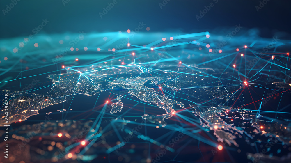 an image depicting a digital network hub in the Middle East with data ...