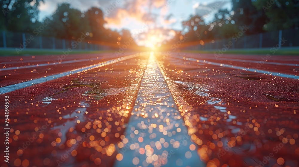 Illustrated background of a sports themed race track finish view at an ...