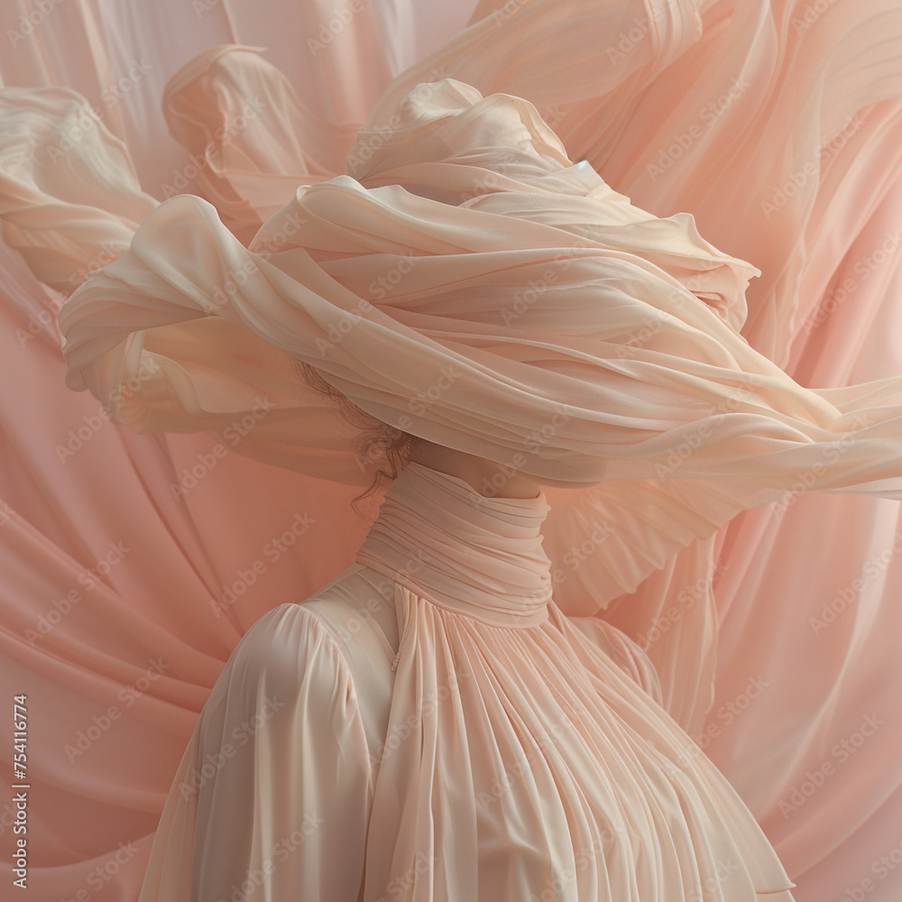 fashion in the style of distorted proportions, fabric textures, elegant ...