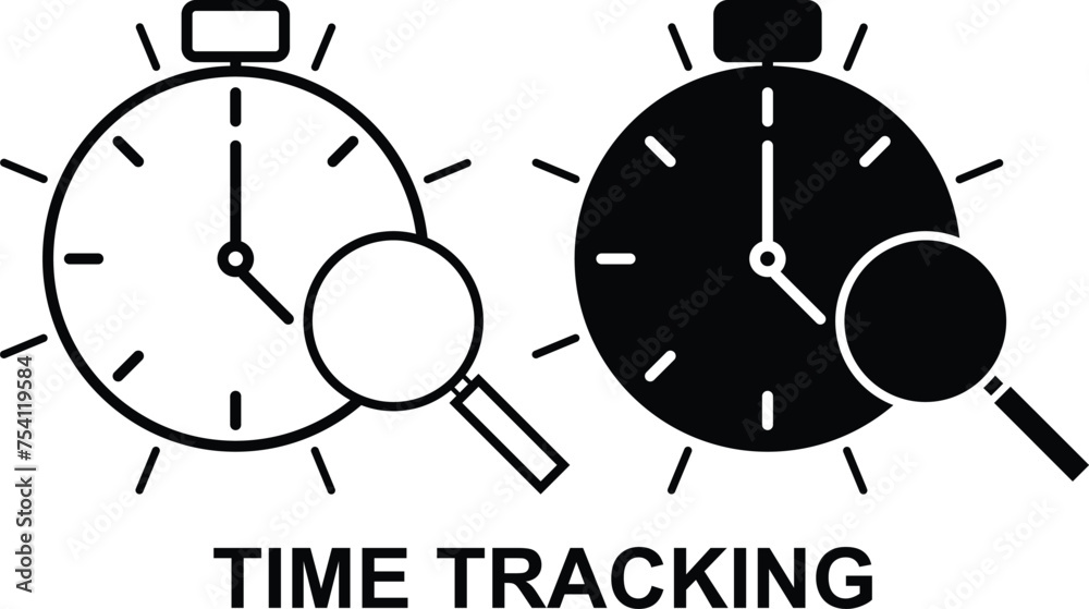 Time Tracking B/W icon set. Editable Set of Delivery and Logistics web ...
