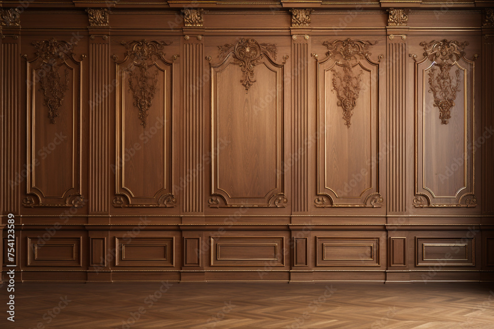 Luxury wood paneling background or texture. highly crafted classic ...
