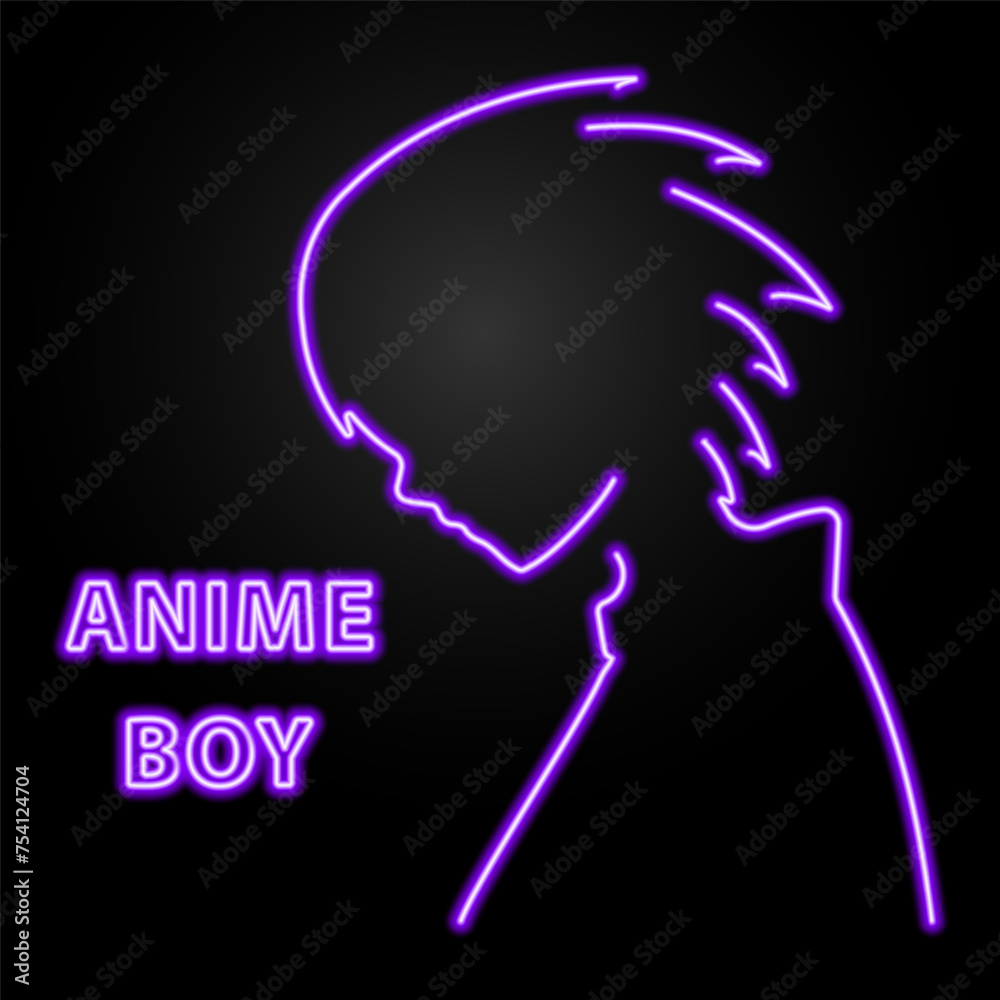 anime boy neon sign, modern glowing banner design, colorful modern ...